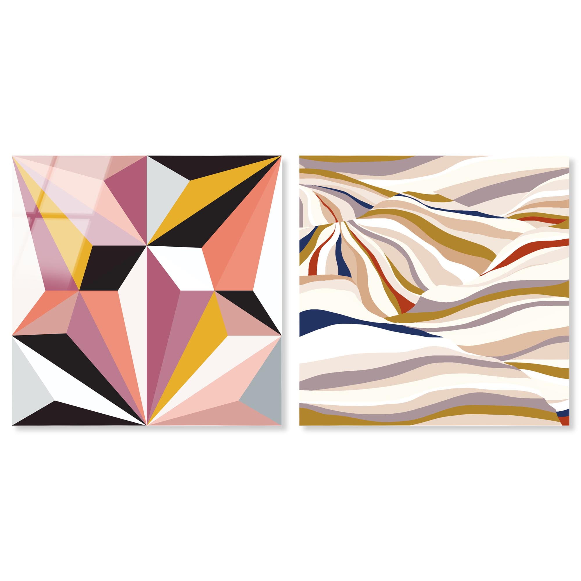 Gilded Coastal Calm 2 Panel Set Acrylic Print Boho Wall Art by Art ...