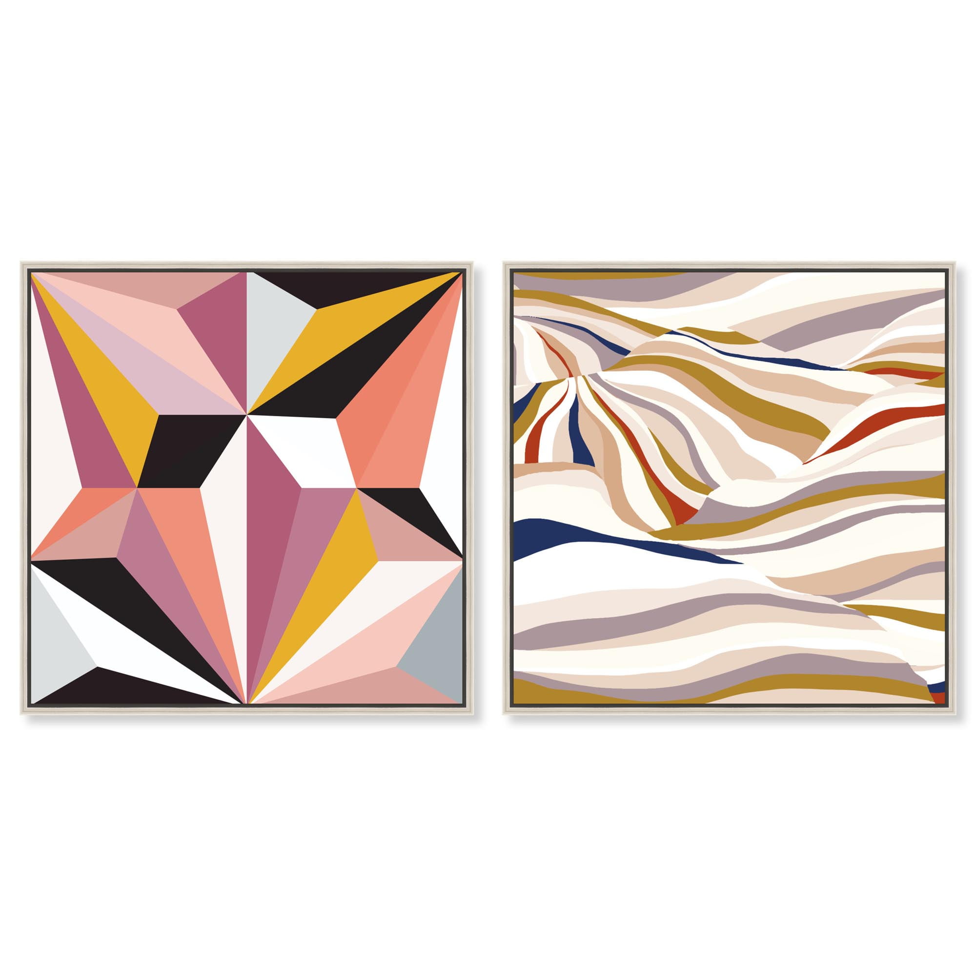 Gilded Coastal Calm 2 Panel Set Canvas Print Boho Wall Art by Art ...