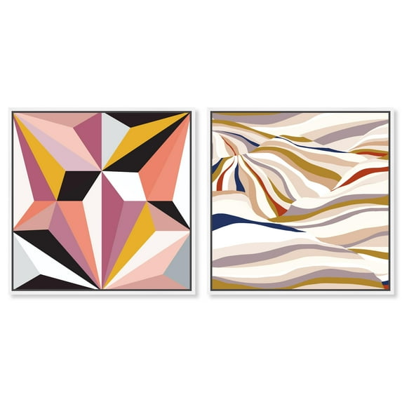 Gilded Coastal Calm 2 Panel Set Canvas Print Boho Wall Art by Art ...