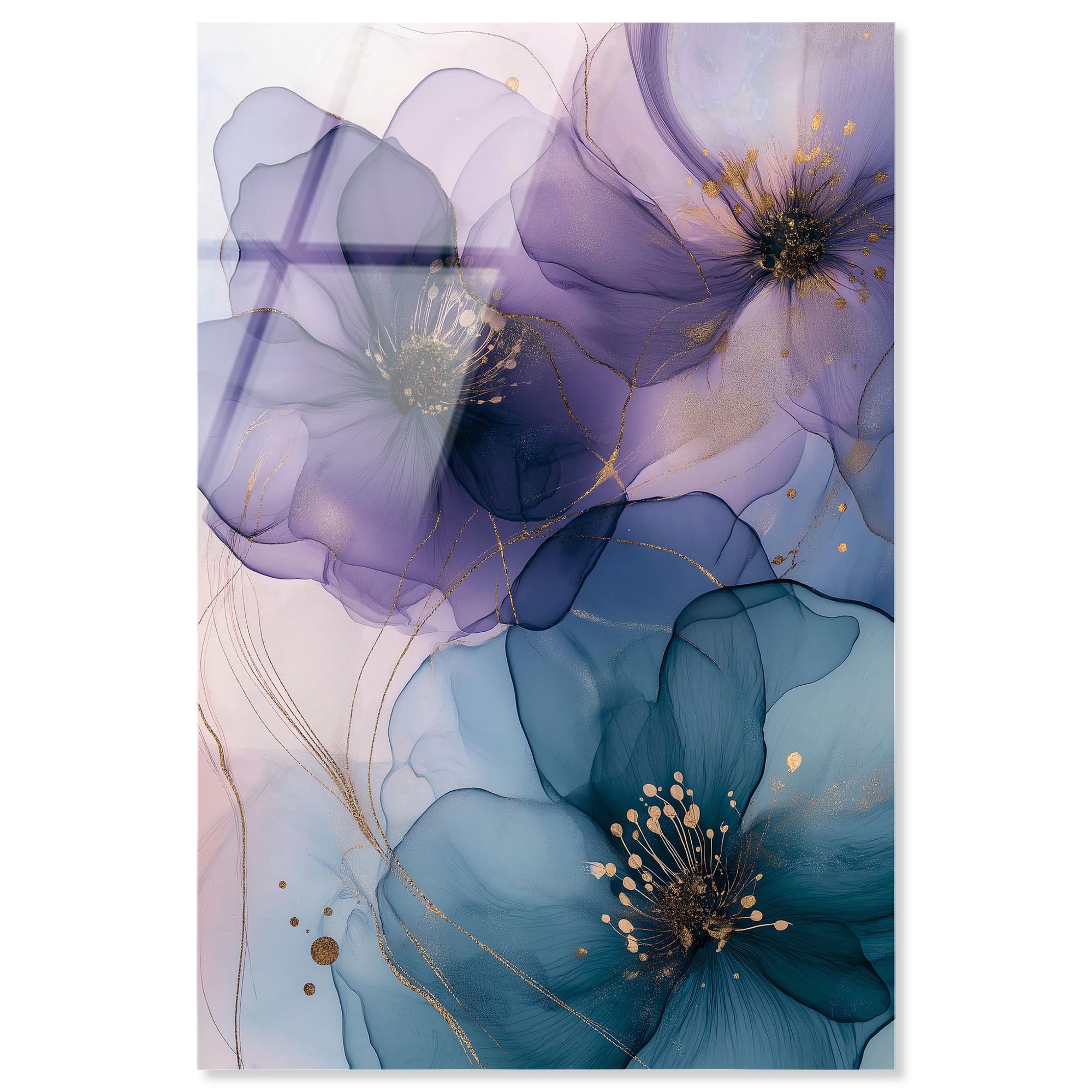 Gilded Cyanescence II Acrylic Flower Wall Art by Art Remedy, Ready to ...