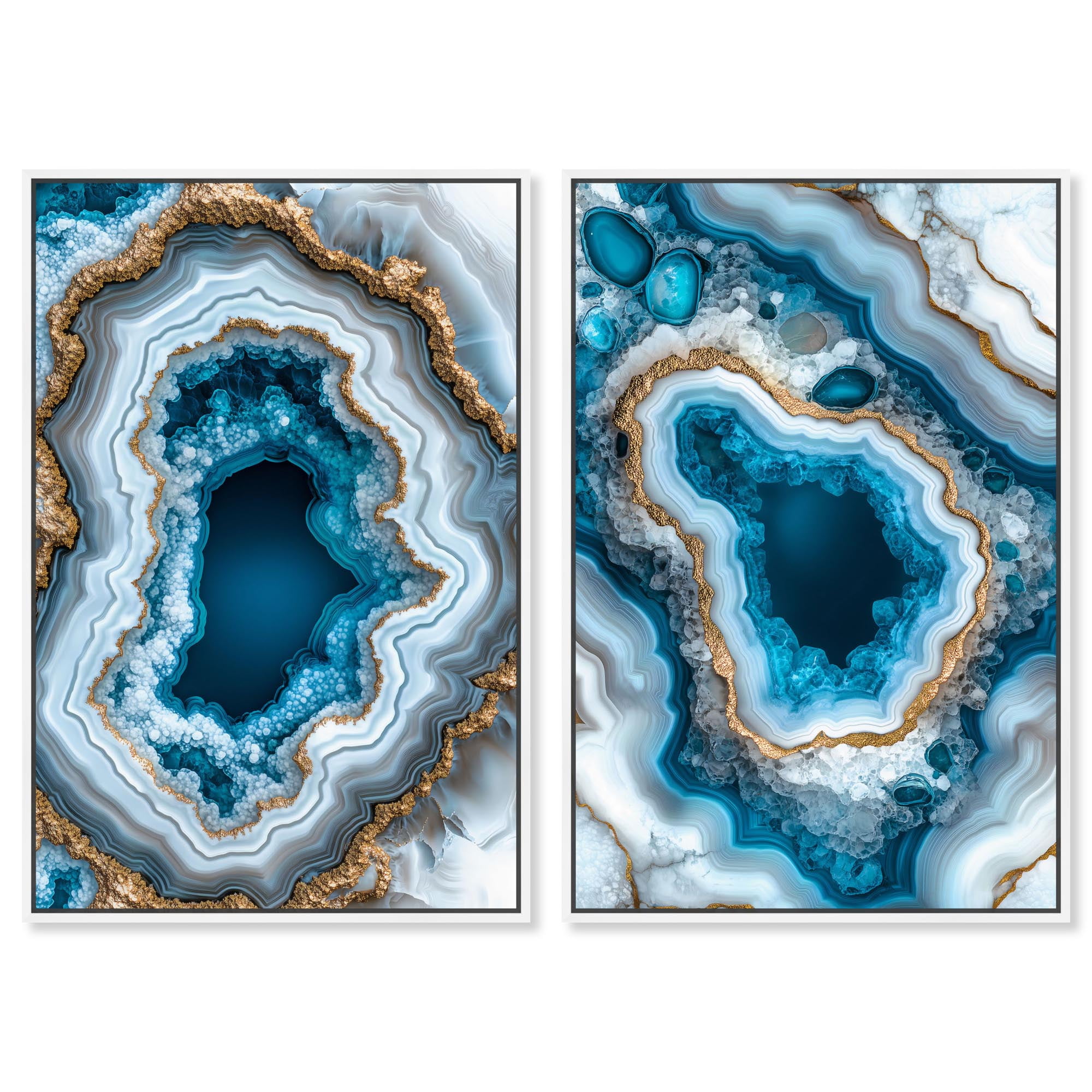 Gilded Geode Eye Duo Set Canvas Blue Wall Art by Art Remedy, White ...