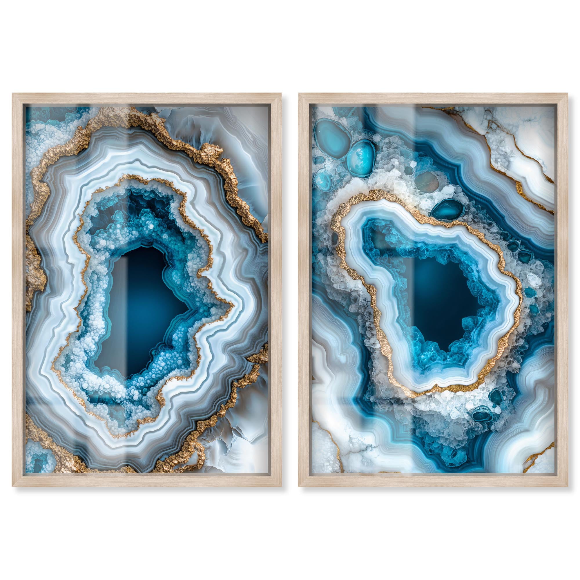 Gilded Geode Eye Duo Set Shadowbox Blue Wall Art by Art Remedy, Blonde ...