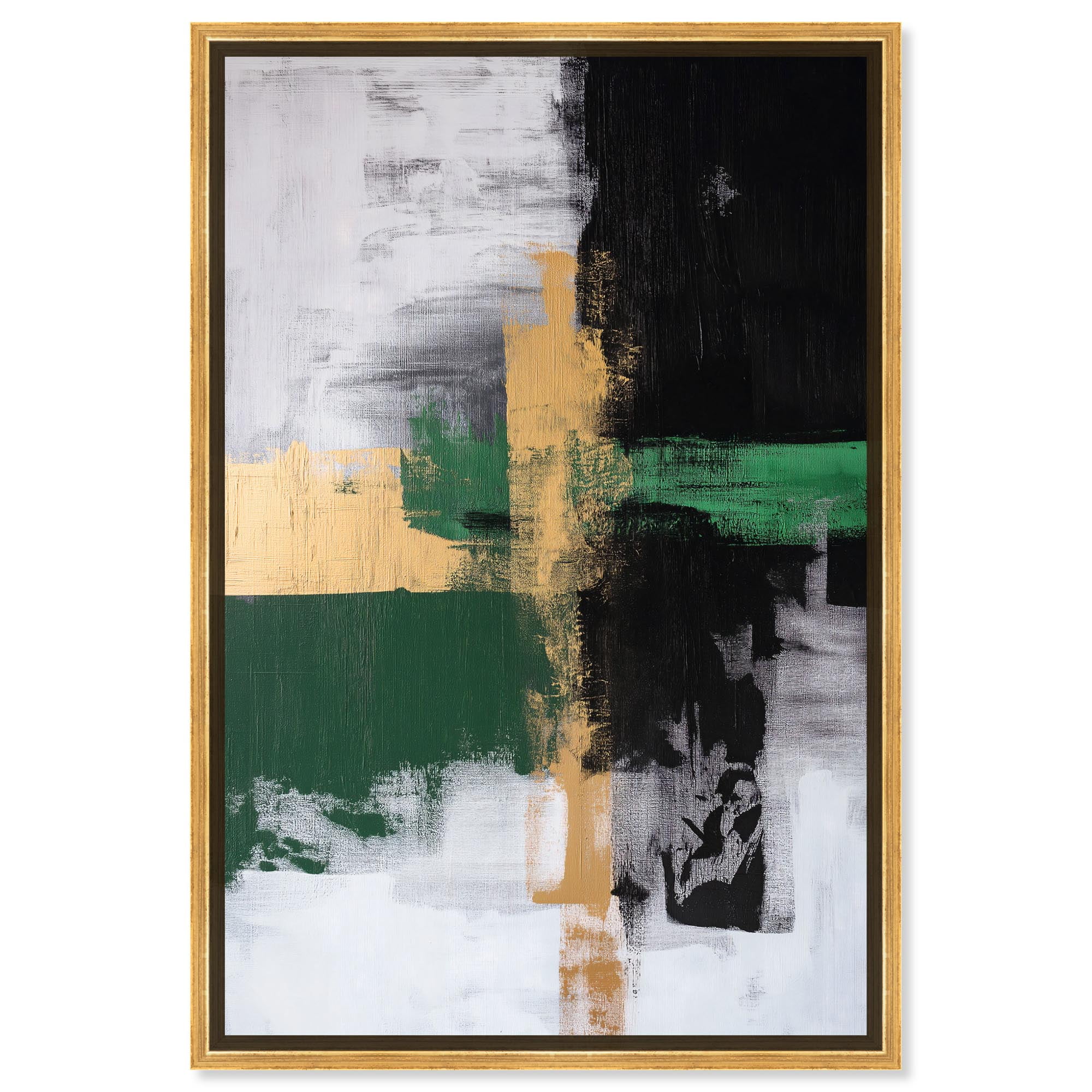 Gilded Green Shadows Canvas Green Abstract Art by Art Remedy, Gold ...