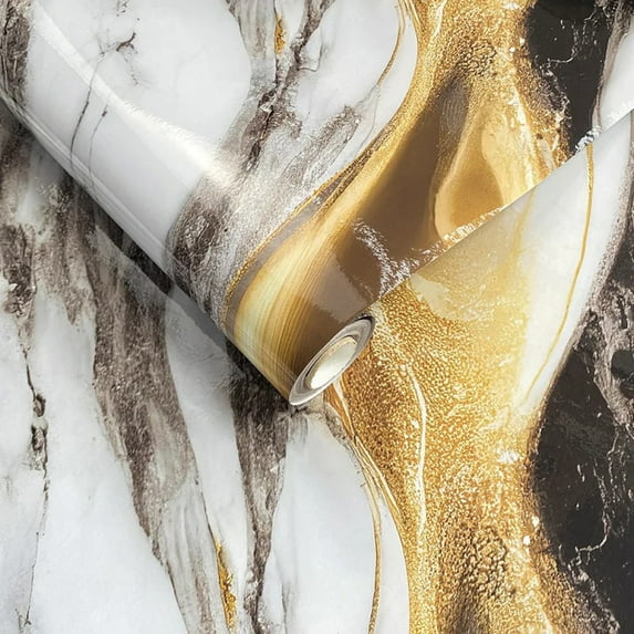 Gilded Imitation Marble Self-adhesive Wallpaper Living Room Background ...
