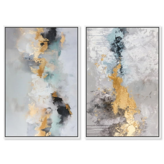 Gilded Luxe Blue Duo 2 Panel Set Canvas Print Blue Wall Art by Art ...
