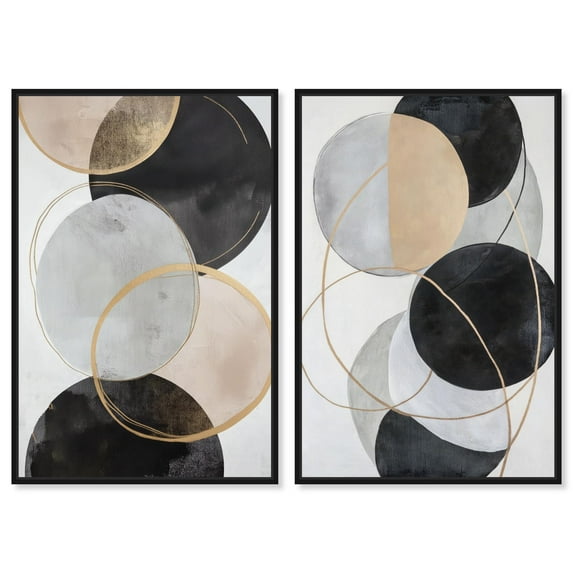 Gilded Urban Orbits 2 Panel Set Canvas Print Boho Wall Art by Art ...