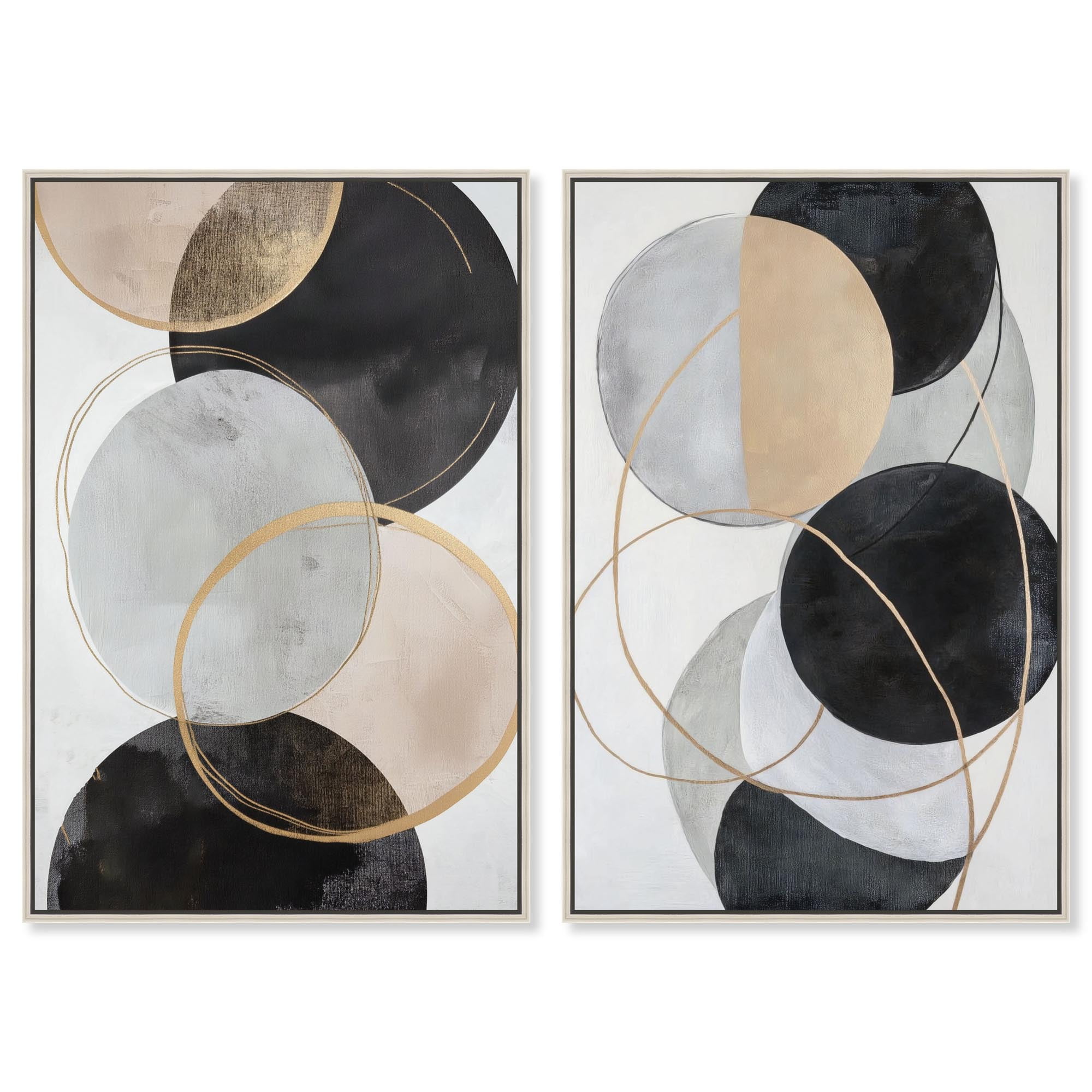 Gilded Urban Orbits 2 Panel Set Canvas Print Boho Wall Art by Art ...