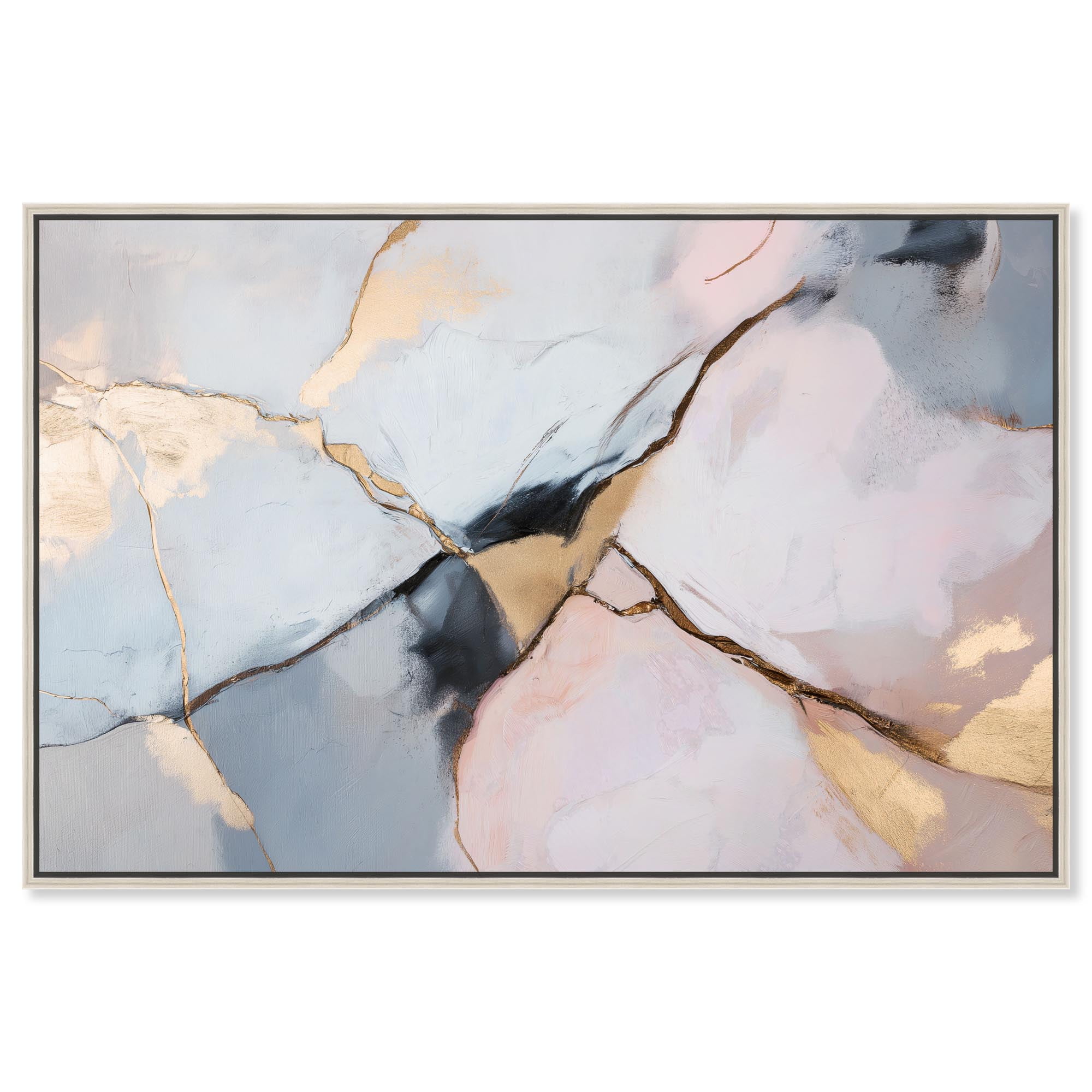 Gilded Veins Canvas Trendy Wall Art by Art Remedy, Silver Frame, 54 x ...