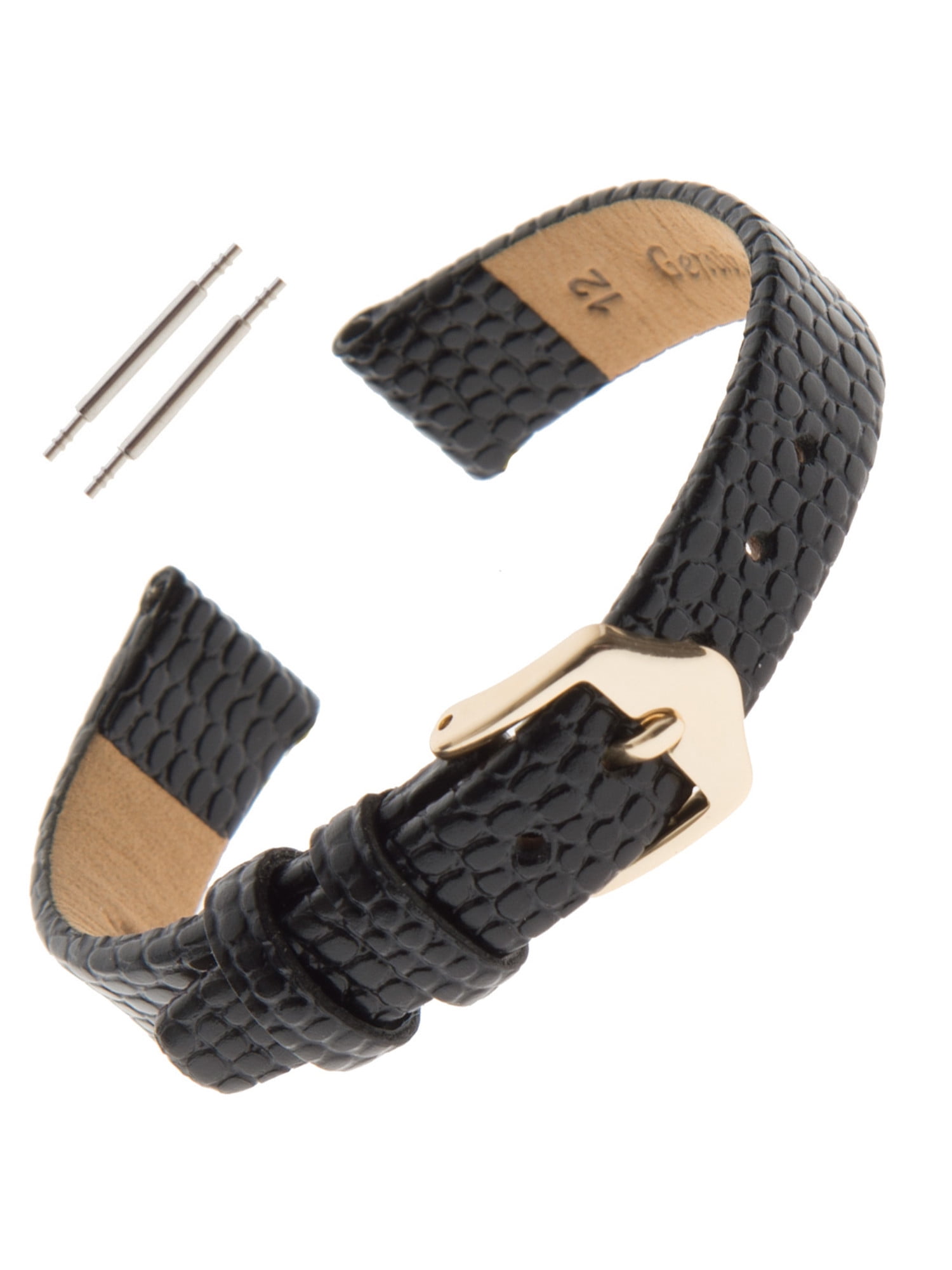 Gilden Ladies 10-14mm Flat Lizard-Grain Calfskin Watch Strap F40 (12mm ...