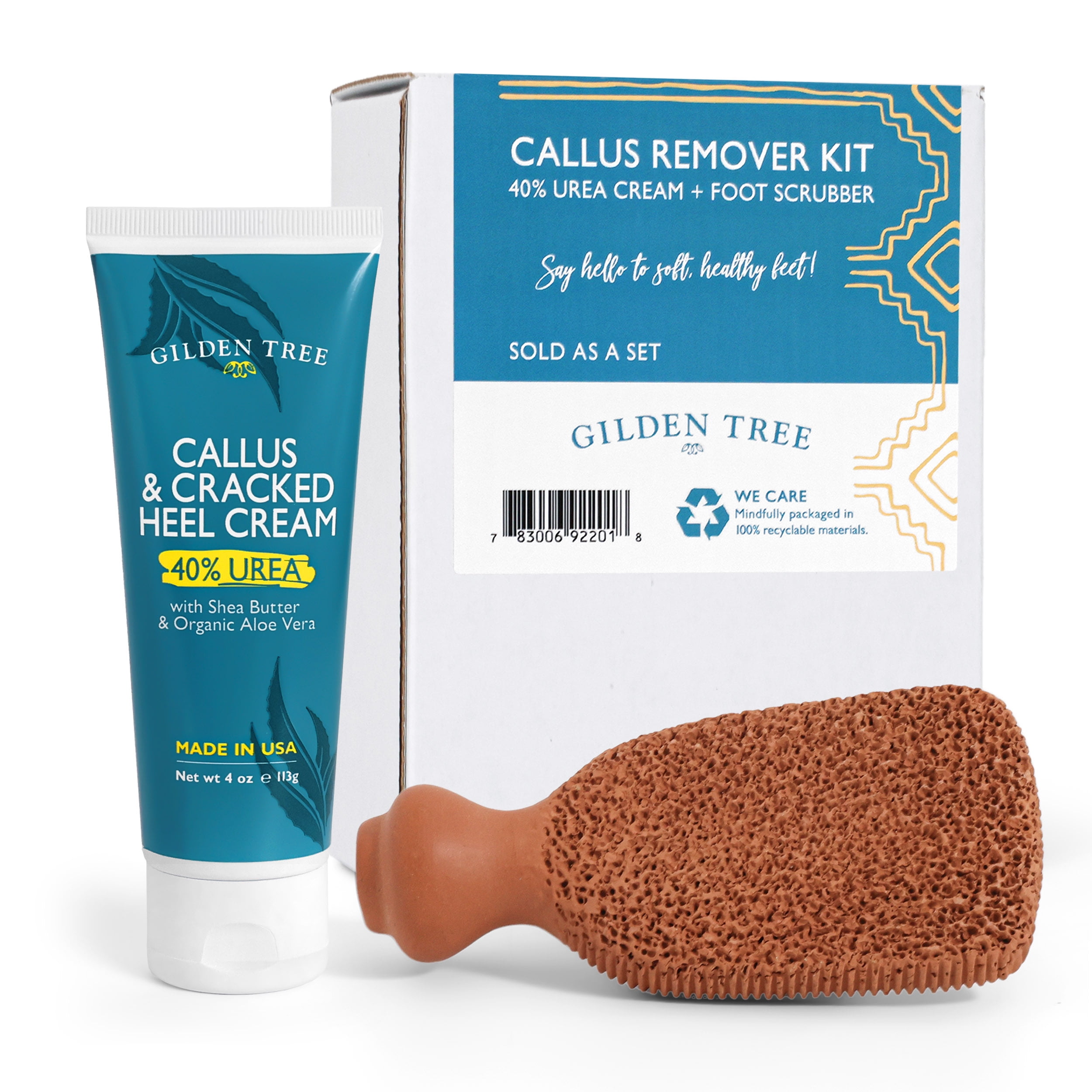 Gilden Tree Foot Callus Remover Kit - 40% Urea Cream & Handmade Terra ...