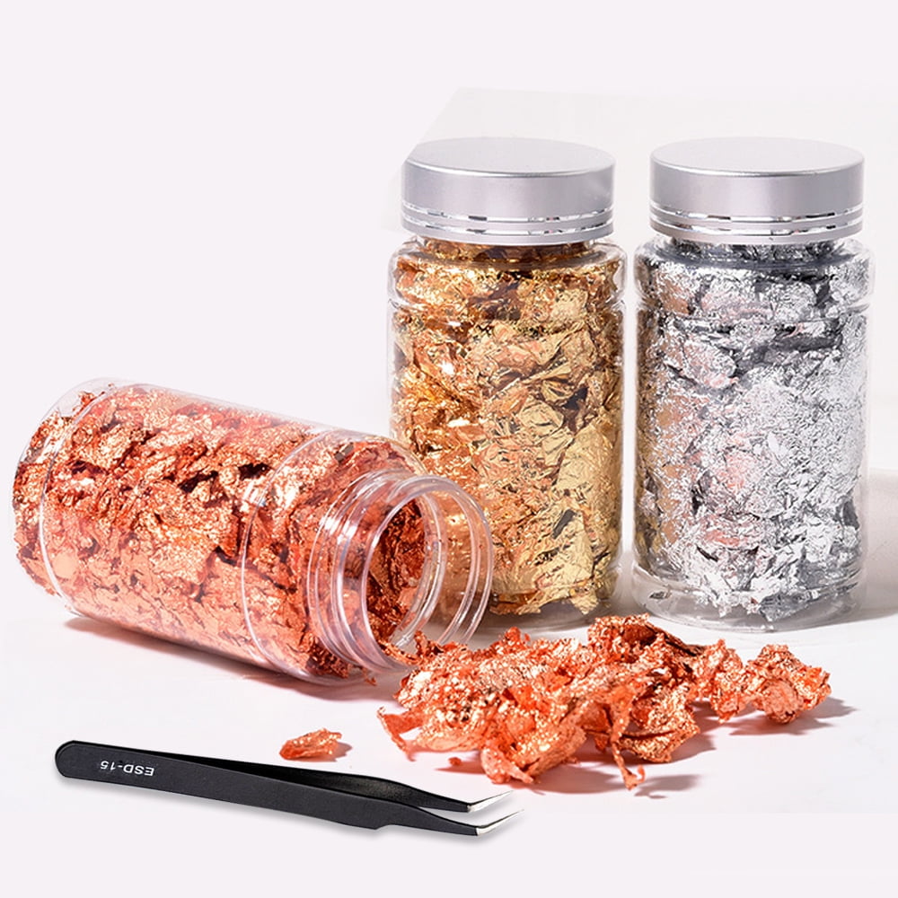 Gilding Flakes Set,Gold Foil Flakes for Resin,3 Bottles Metallic Foil ...