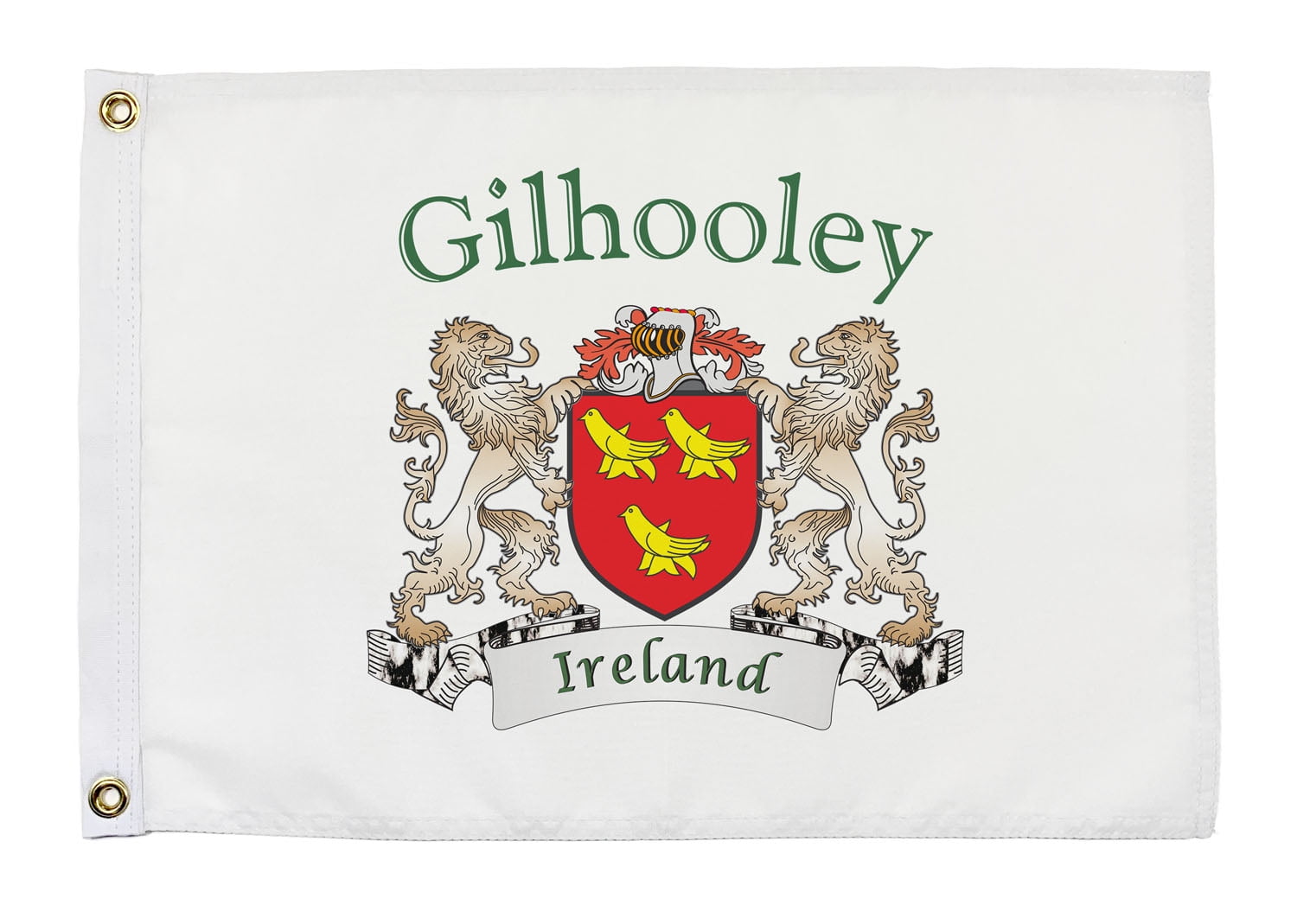 Gilhooley Irish Coat of Arms Small White Flag - 16"x10.5" inches - Walmart.com