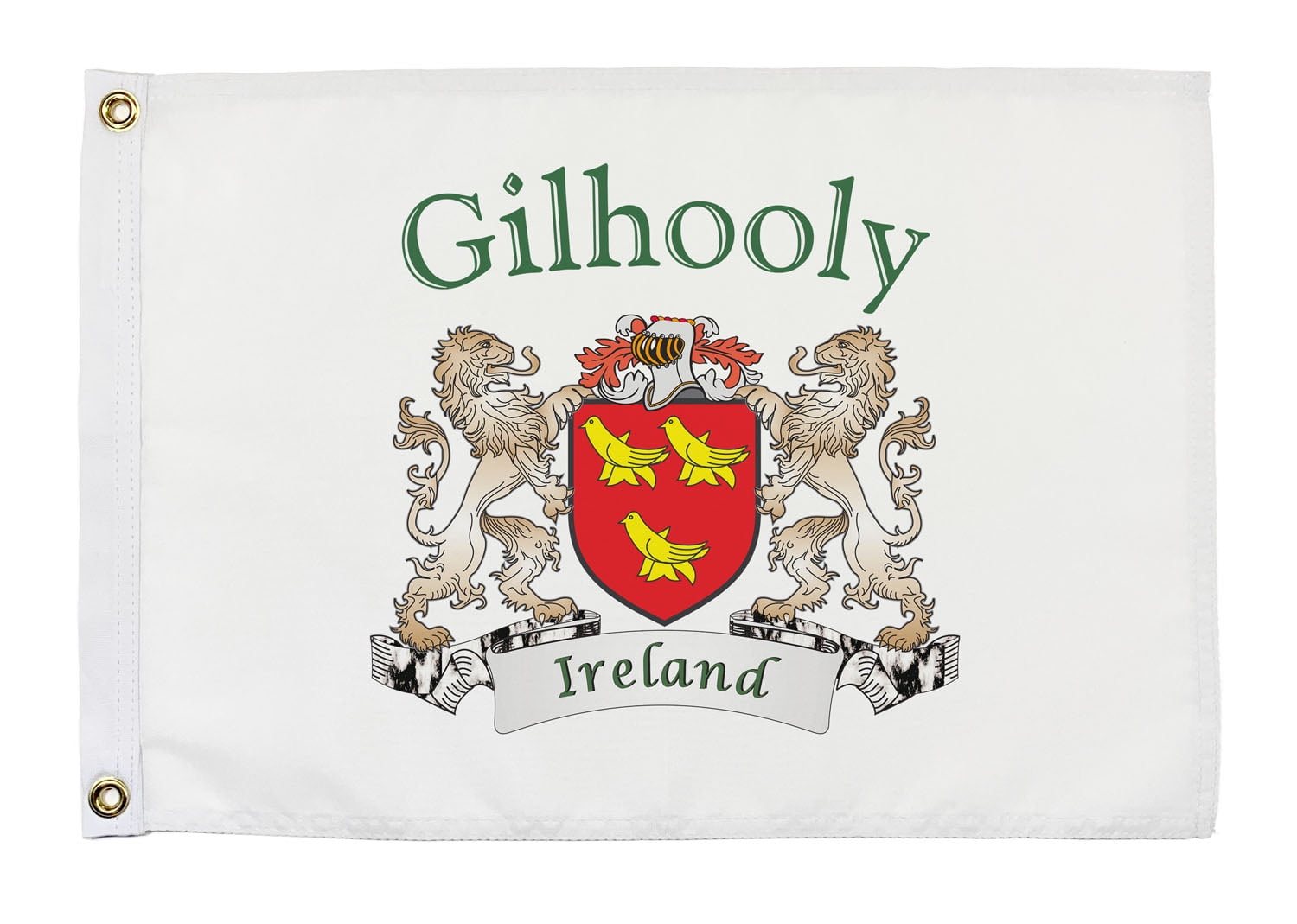 Gilhooly Irish Coat of Arms Small White Flag - 16"x10.5" inches ...