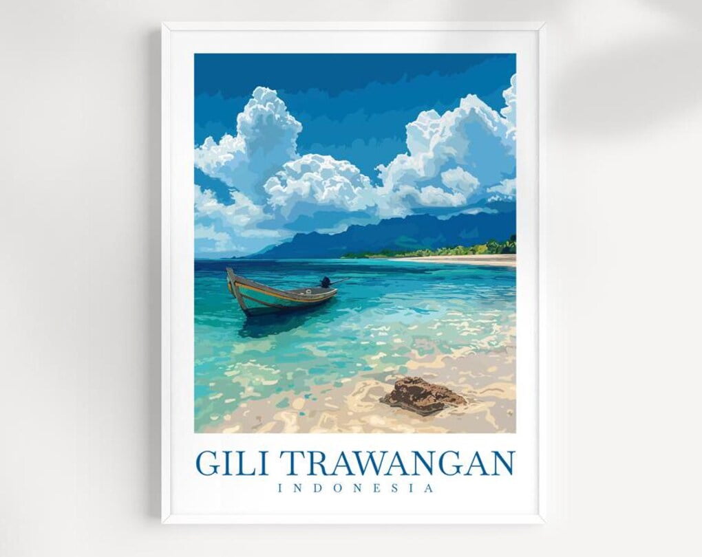 Gili Trawangan Travel Print Indonesia Poster Wall Art Gili Trawangan ...