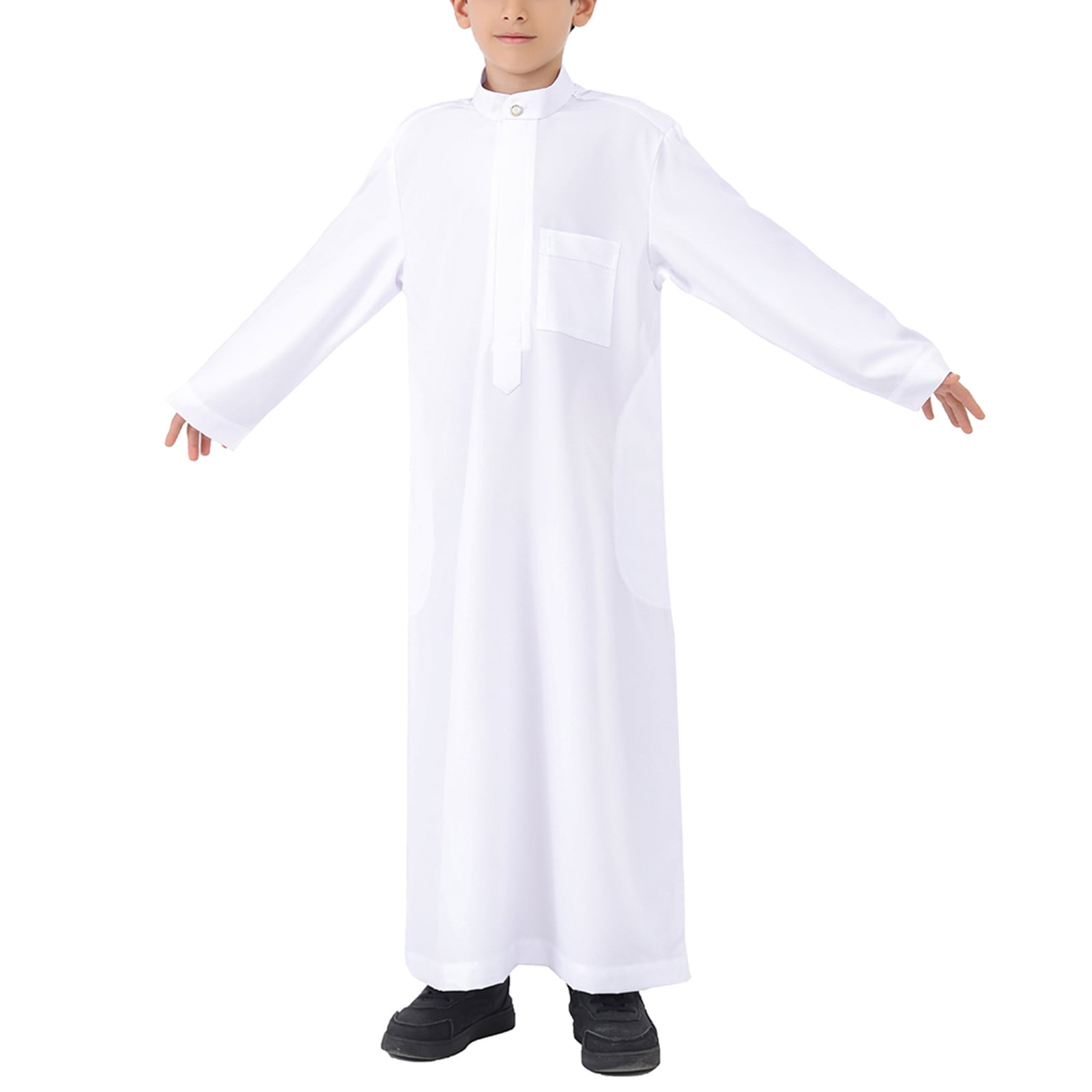 Tqcoqu Boy's Solid Muslim Robe Arab Middle Robe Long Style Long Sleeve ...