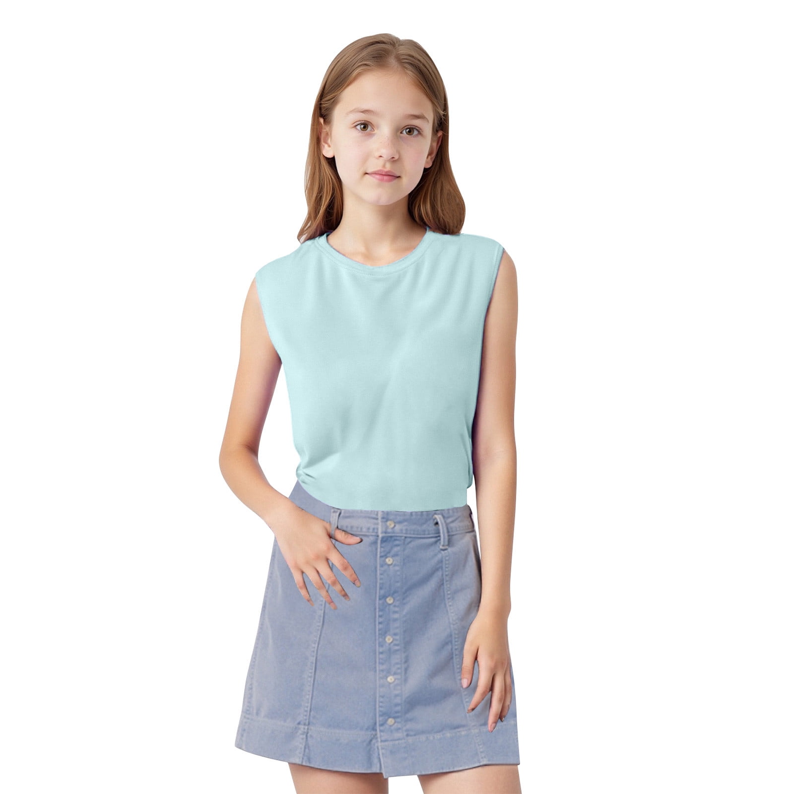 GiliGiliso Toddler Kids Girls Cute Solid Color Soft Sleeveless Backless ...