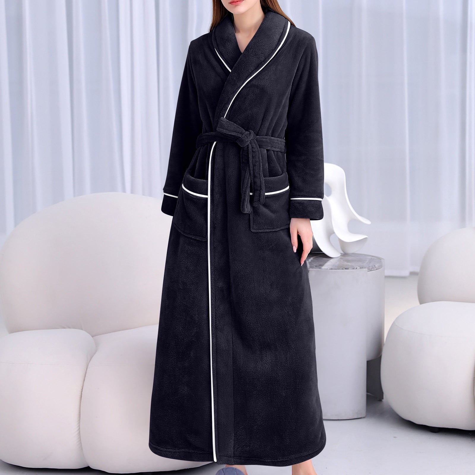 GiliGiliso Womens Solid Bandage Robe Bathrobe Gown Pajamas Long ...