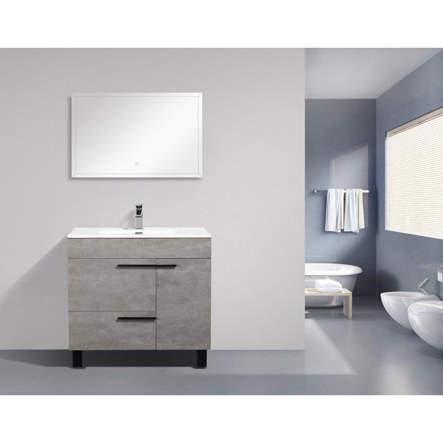 Gill Cement Gray Vanity With A Porcelain Sink - Walmart.com