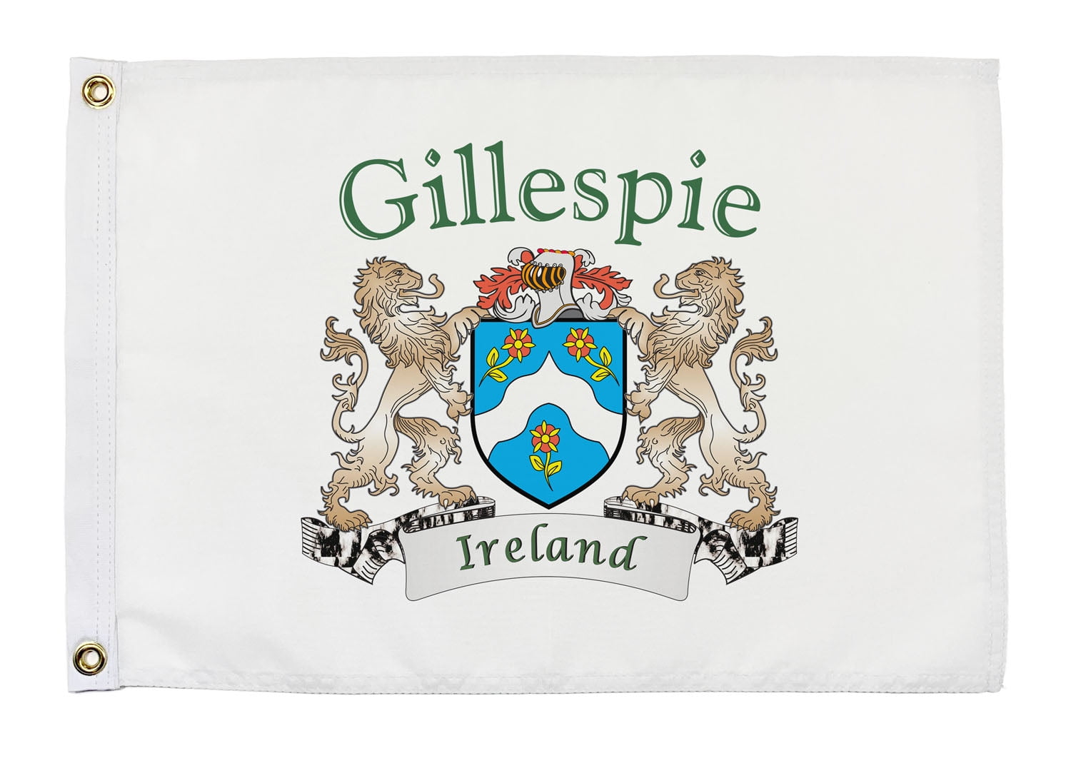 Gillespie Irish Coat of Arms Small White Flag - 16"x10.5" inches ...