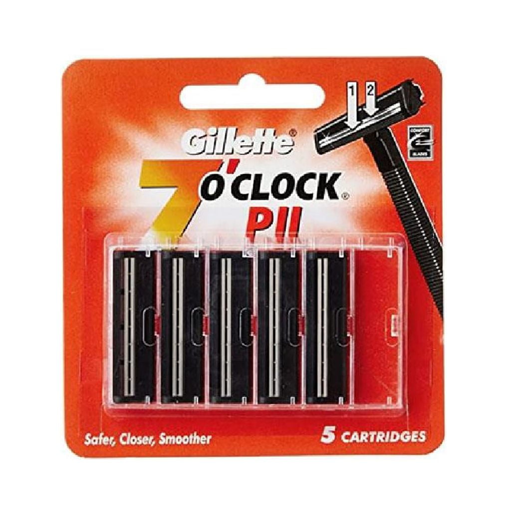 Gillette 7 O`Clock PII Trac II Razor Cartridges Without Lube Strip, 5 ...