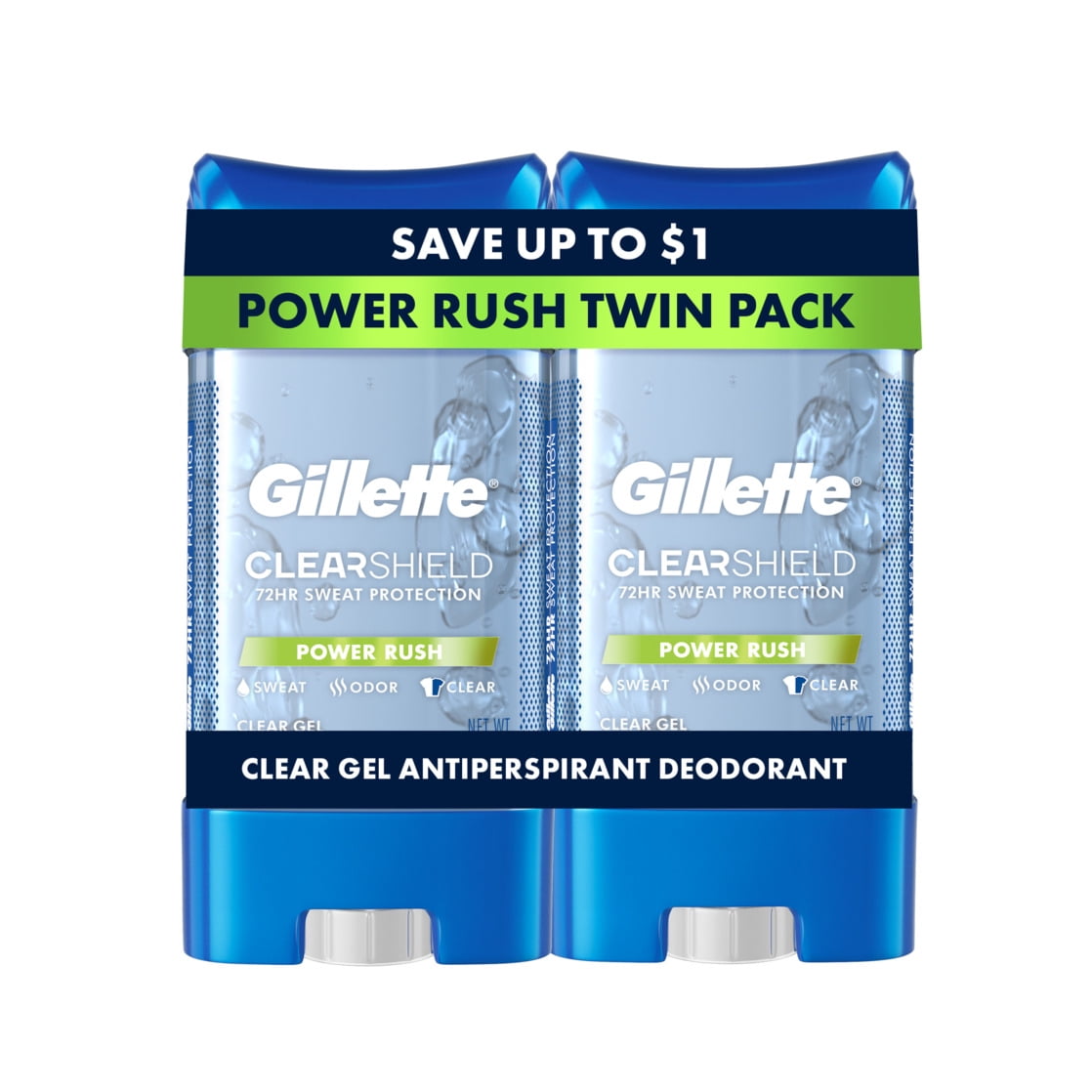 Gillette Clear Gel Power Rush Anti-Perspirant Deodorant 3.8 oz Twin ...