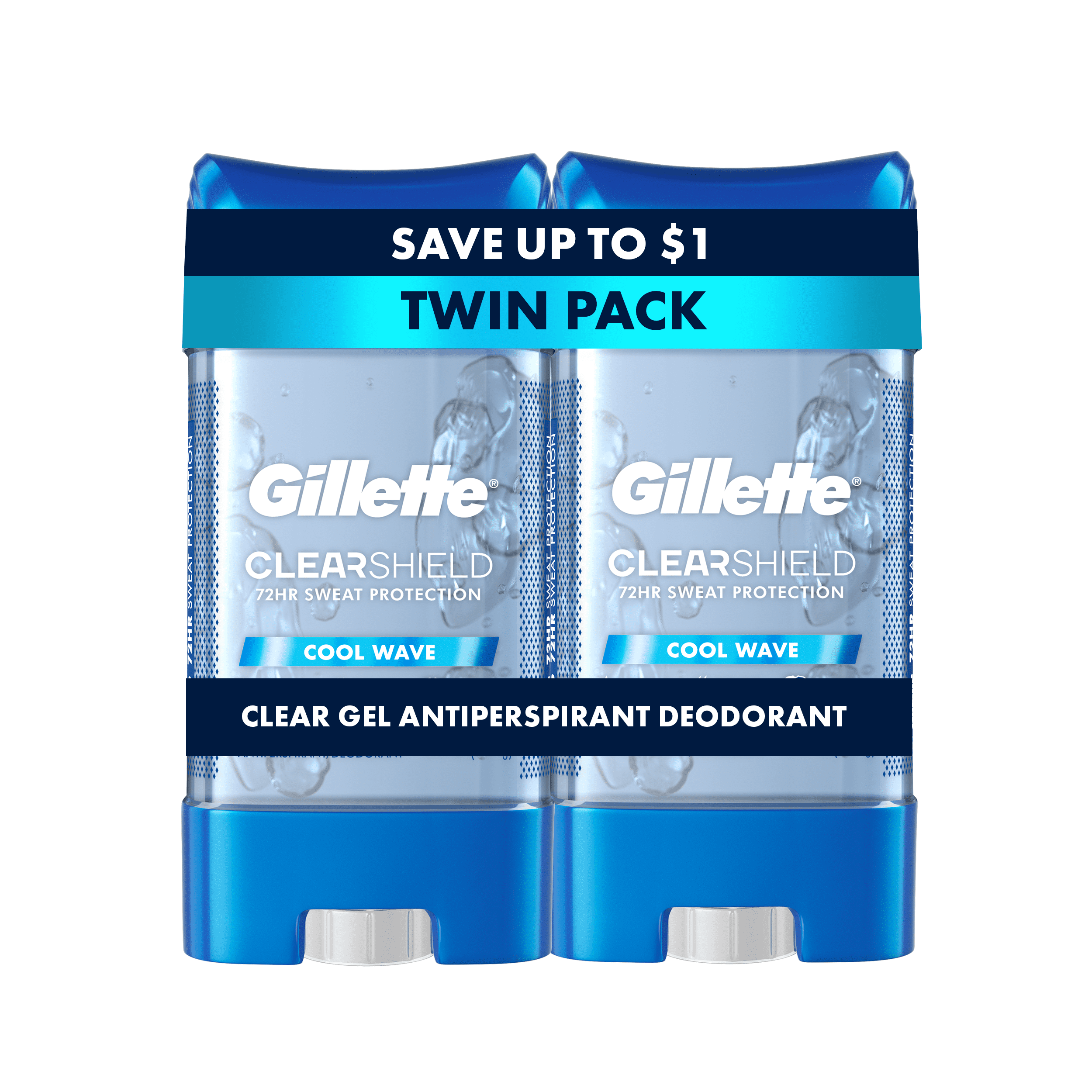 Gillette Antiperspirant Deodorant for Men, Clear Gel, Cool Wave, Twin ...