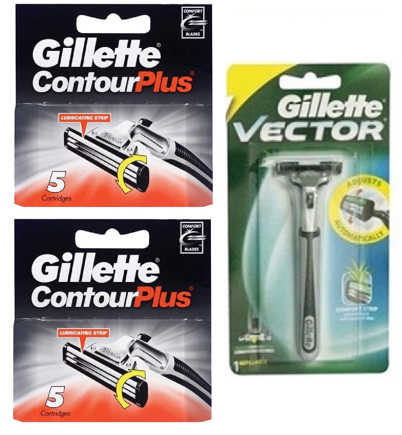Gillette Contour Plus Refill Blade Cartridges, 10 Count, Twin Blade ...