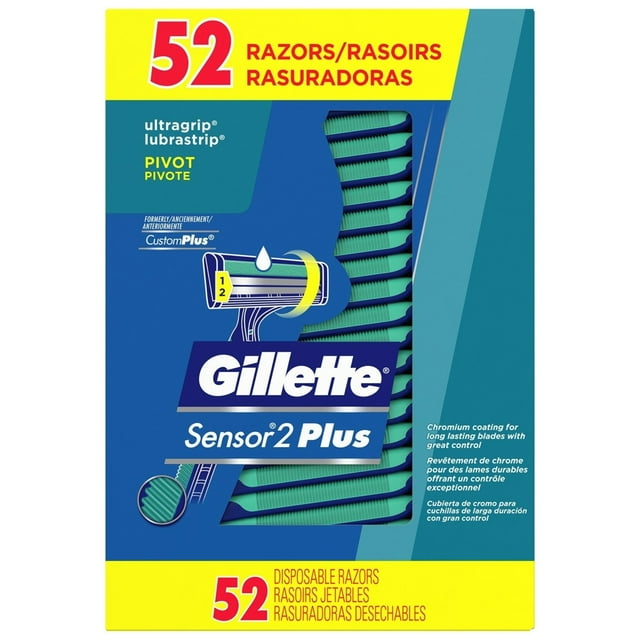 Gillette Sensor2 Plus Pivoting Head Men's Disposable Razors, Throw Away ...