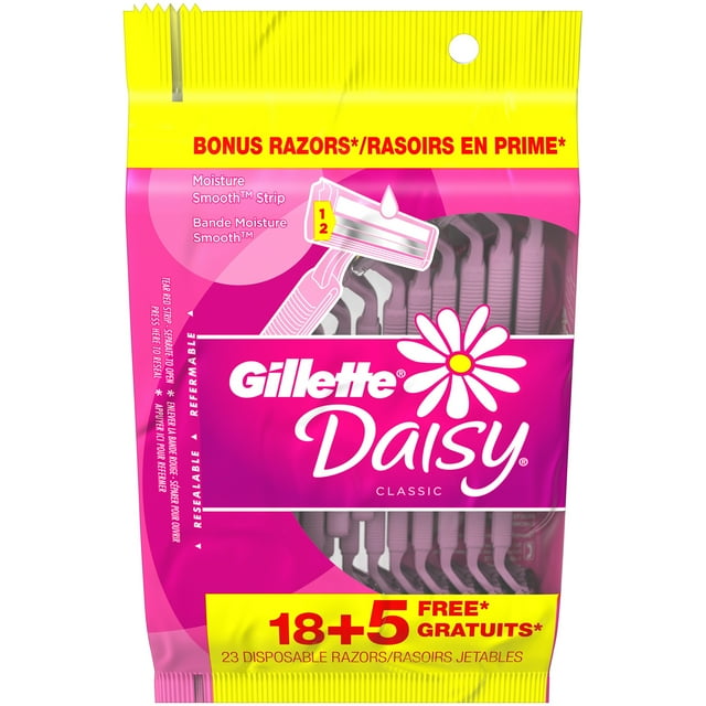 Gillette Daisy Classic Disposable Razor, 18 Count + 5 Bonus Razors ...