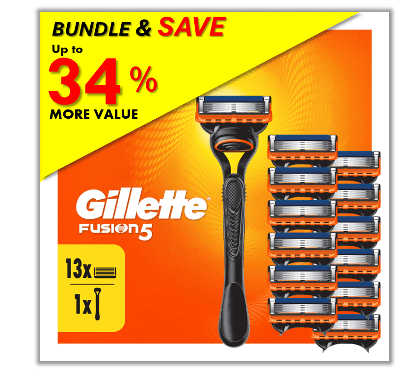 Gillette Fusion Razor Bundle with 13 Blade Cartridge Refill - Walmart.com