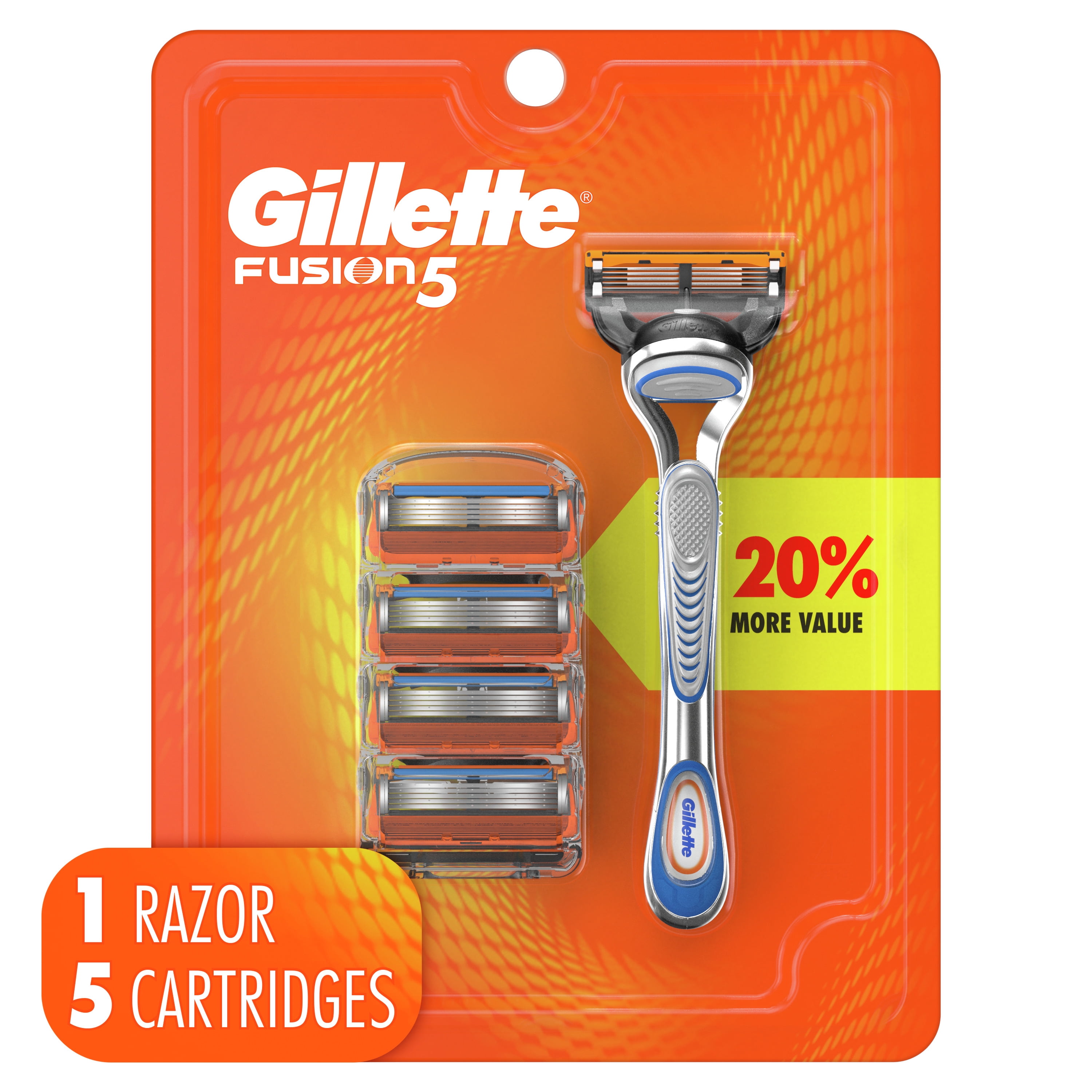 Gillette Fusion5 Men's Razor Handle + 5 Blade Refills - Walmart.com