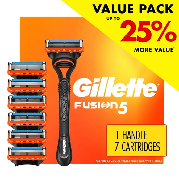 Gillette Fusion5 Razor for Men, Handle + 7 Razor Blade Refills, Gray