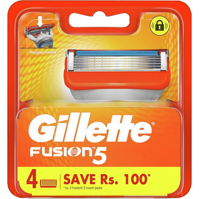 Gillette Fusion5 Razor Refill Cartridges, 4 count with 5 Blade Shaving ...