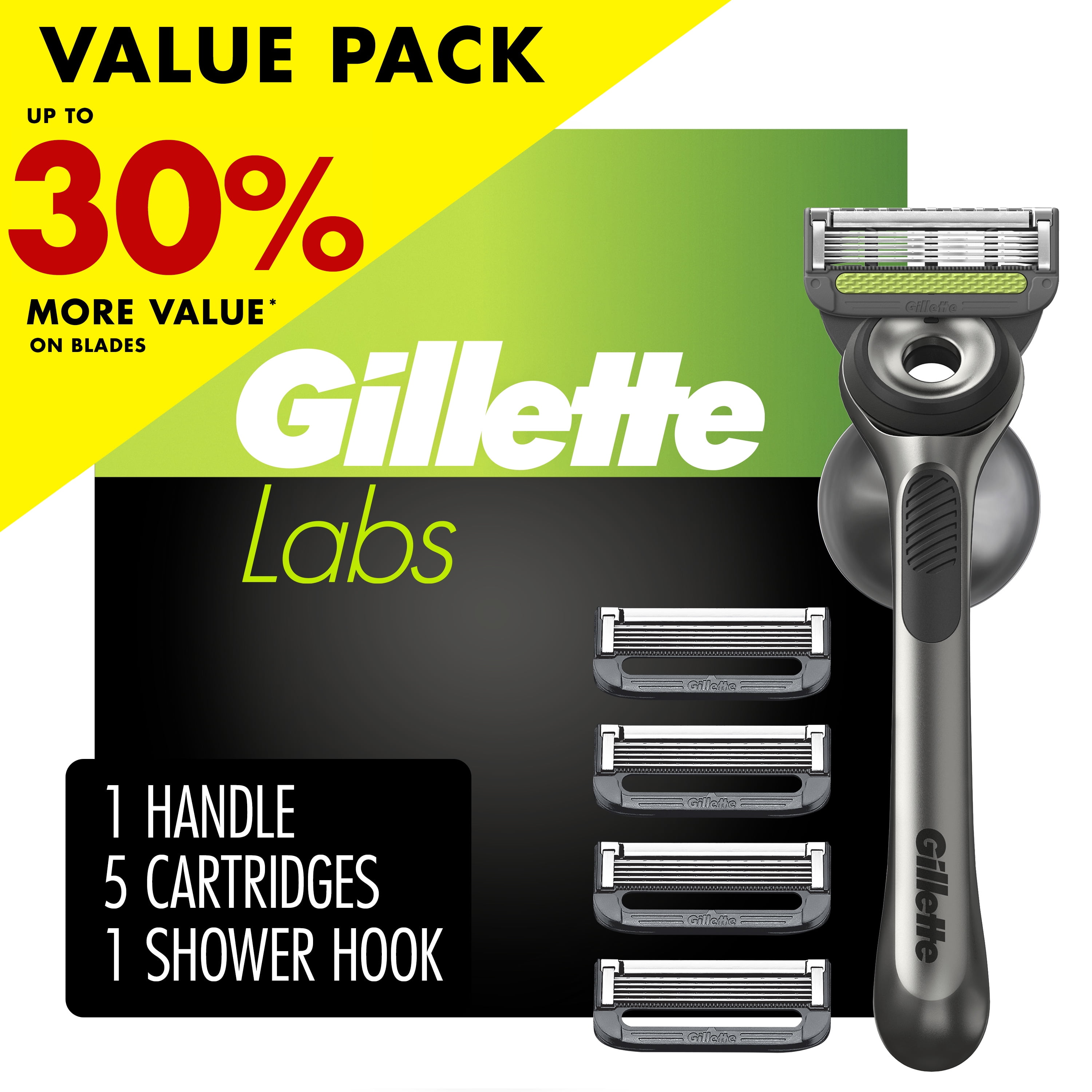 Gillette Labs with Exfoliating Bar Shaving Razor for Men, 1 Handle, 5 ...