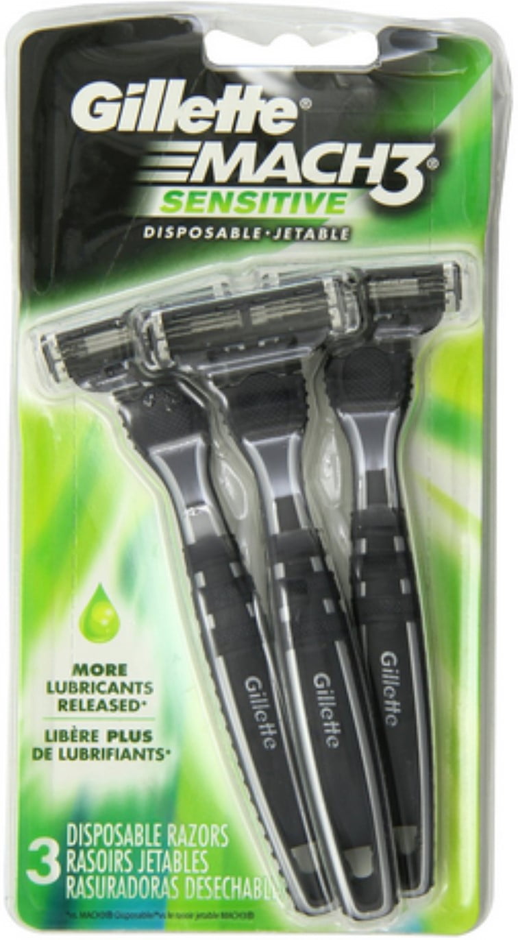 Gillette MACH3 Disposable Razors, Sensitive 3 ea (Pack of 6) - Walmart.com