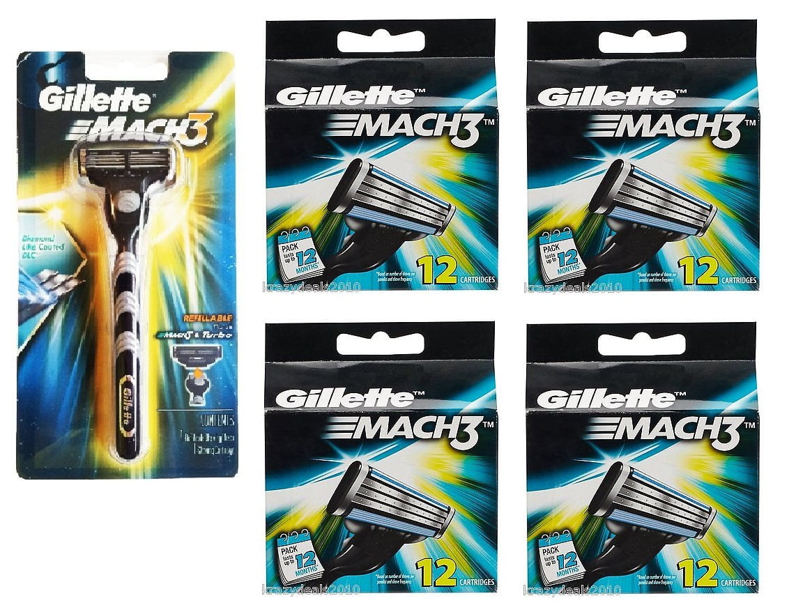 Gillette Mach3 Razor Blade Handle + Gillette Mach3 Refill Cartridges ...