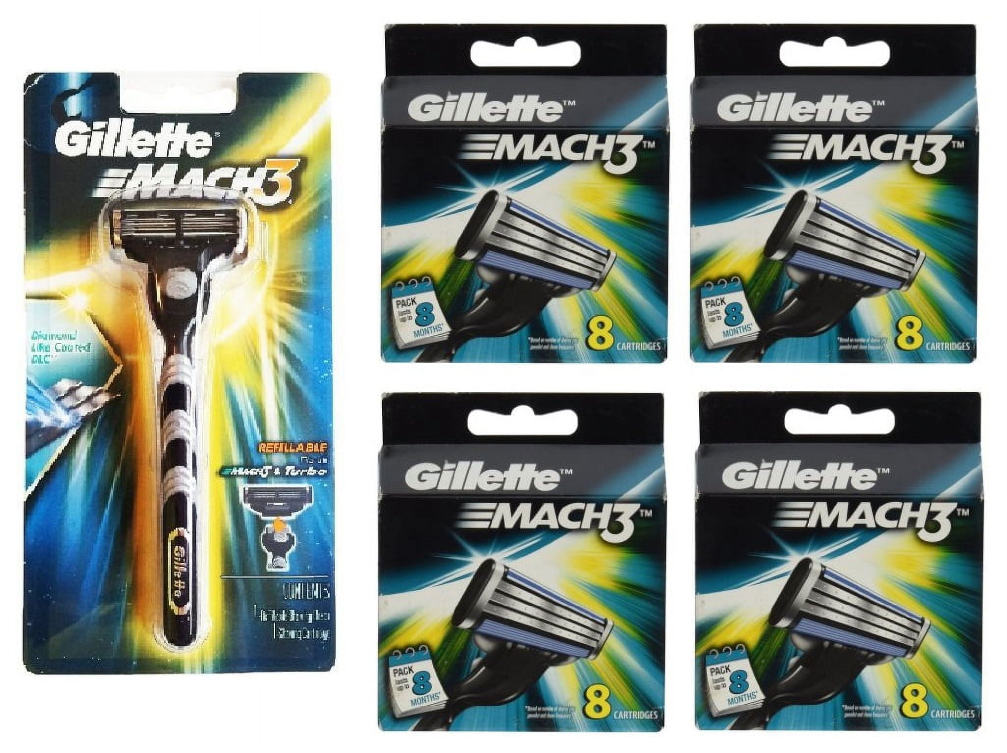 Gillette Mach3 Razor Blade Handle + Gillette Mach3 Refill Cartridges, 8 ...