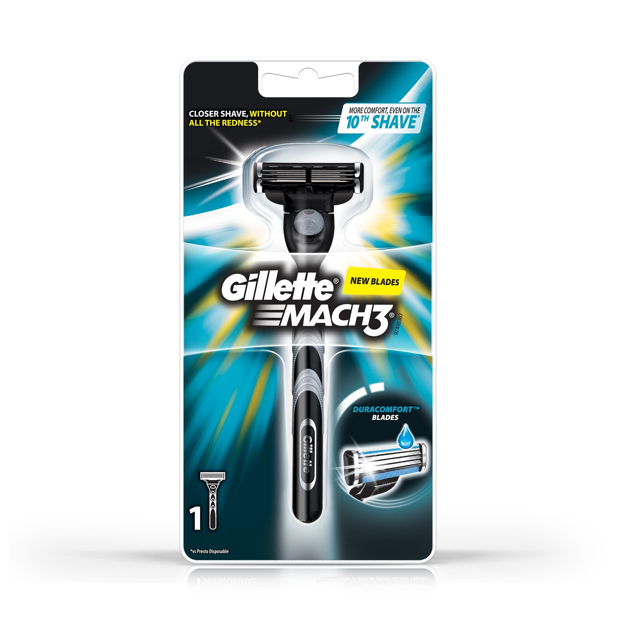 Gillette Mach3 Razor Handle for Men, 3-Blade Shaving Technology ...