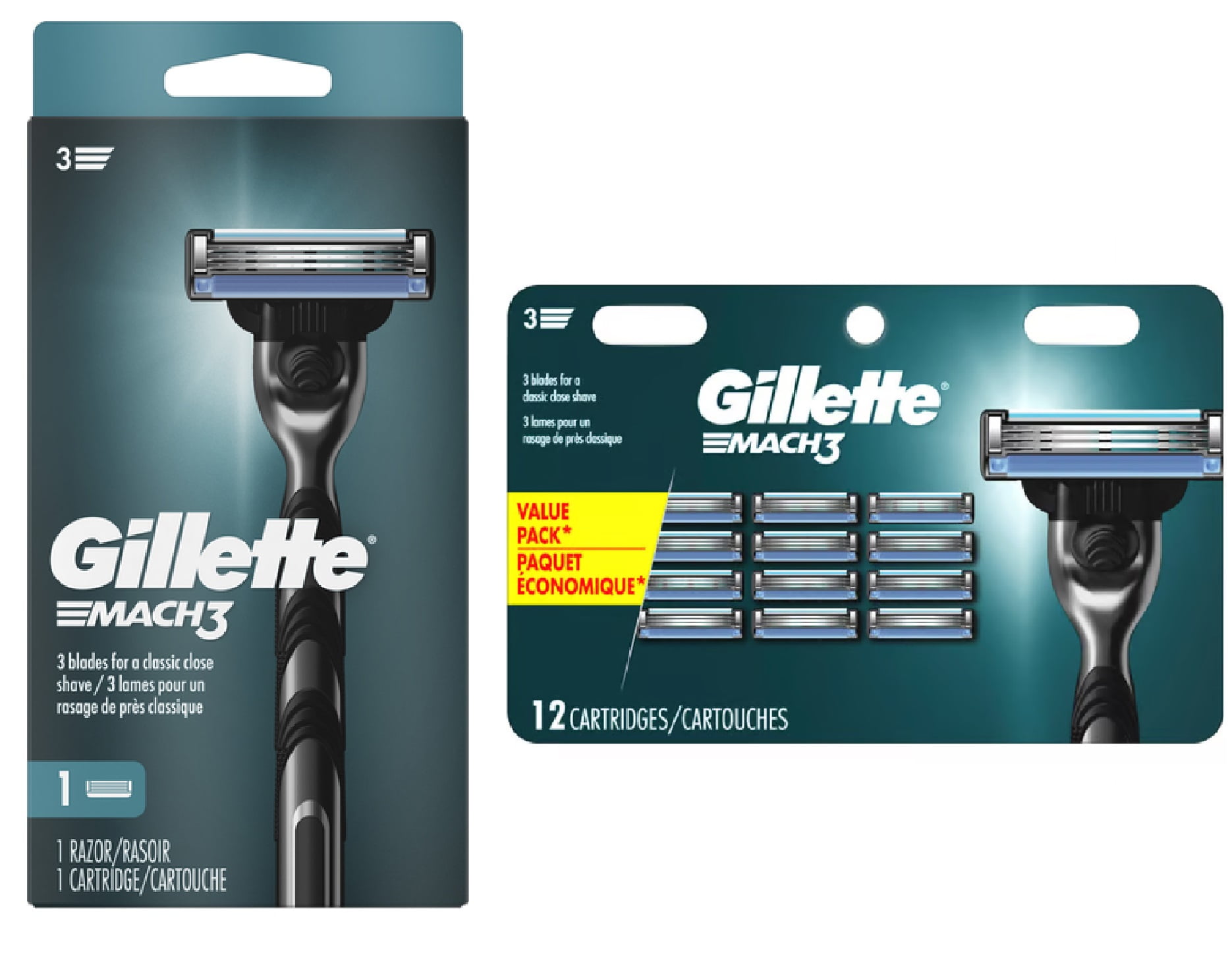 Gillette Mach3 Razor Handle with 13 Refill Heads - Walmart.com