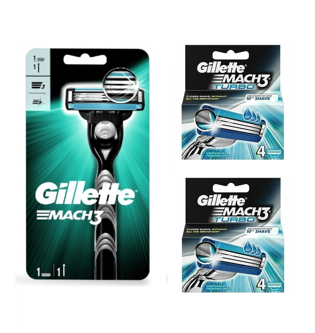Gillette Mach3 Razor, Mach3 Turbo Refill Blade Cartridges, 8 Count ...