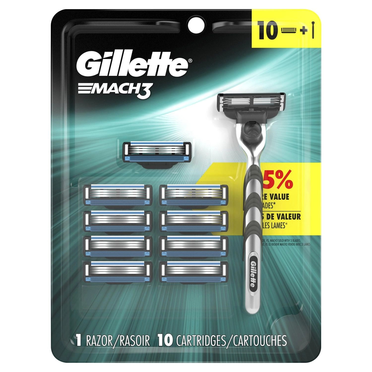 Gillette Mach3 Men's Shaver with 10 Razor Blade Refills - Walmart.com