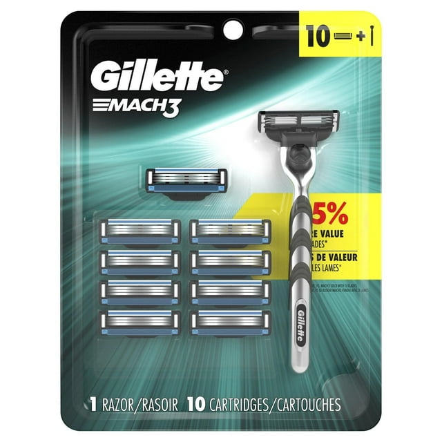 Gillette Mach3 Men's Shaver with 10 Razor Blade Refills - Walmart.com