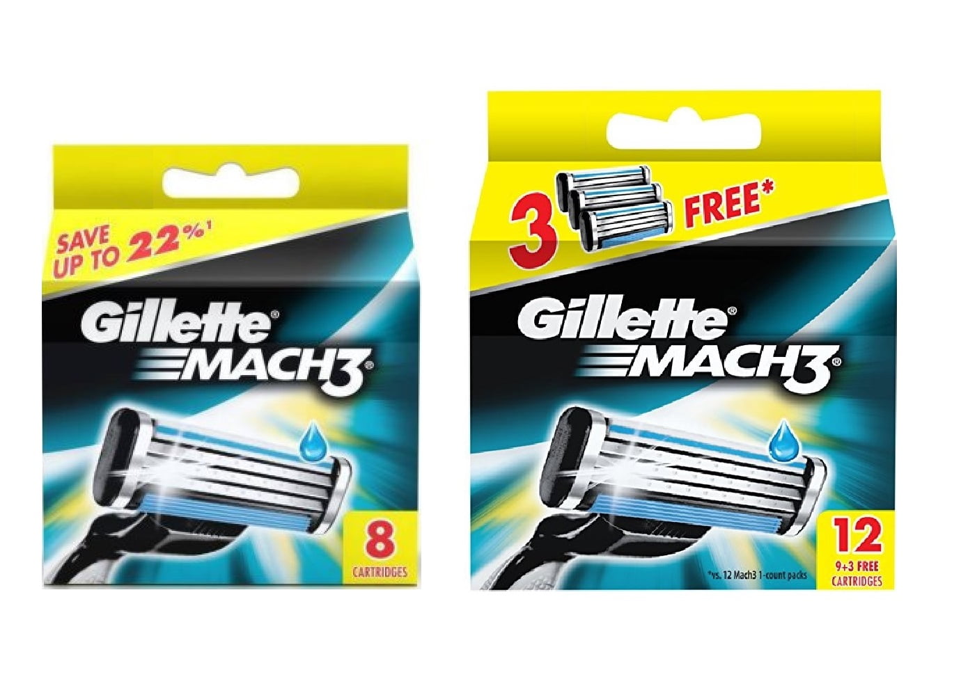 Gillette Mach3 Refill Razor Blade Cartridges, 20 Count (8ct+12ct ...