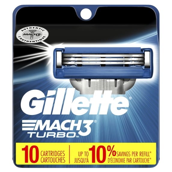 Gillette Mach3 Turbo Men's Razor Blade Refills, 10 ct, 3 Blades, Long ...