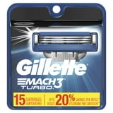 Gillette Mach3 Turbo Men's Shaver Razor Blade Refill Cartridges, 15 ct ...