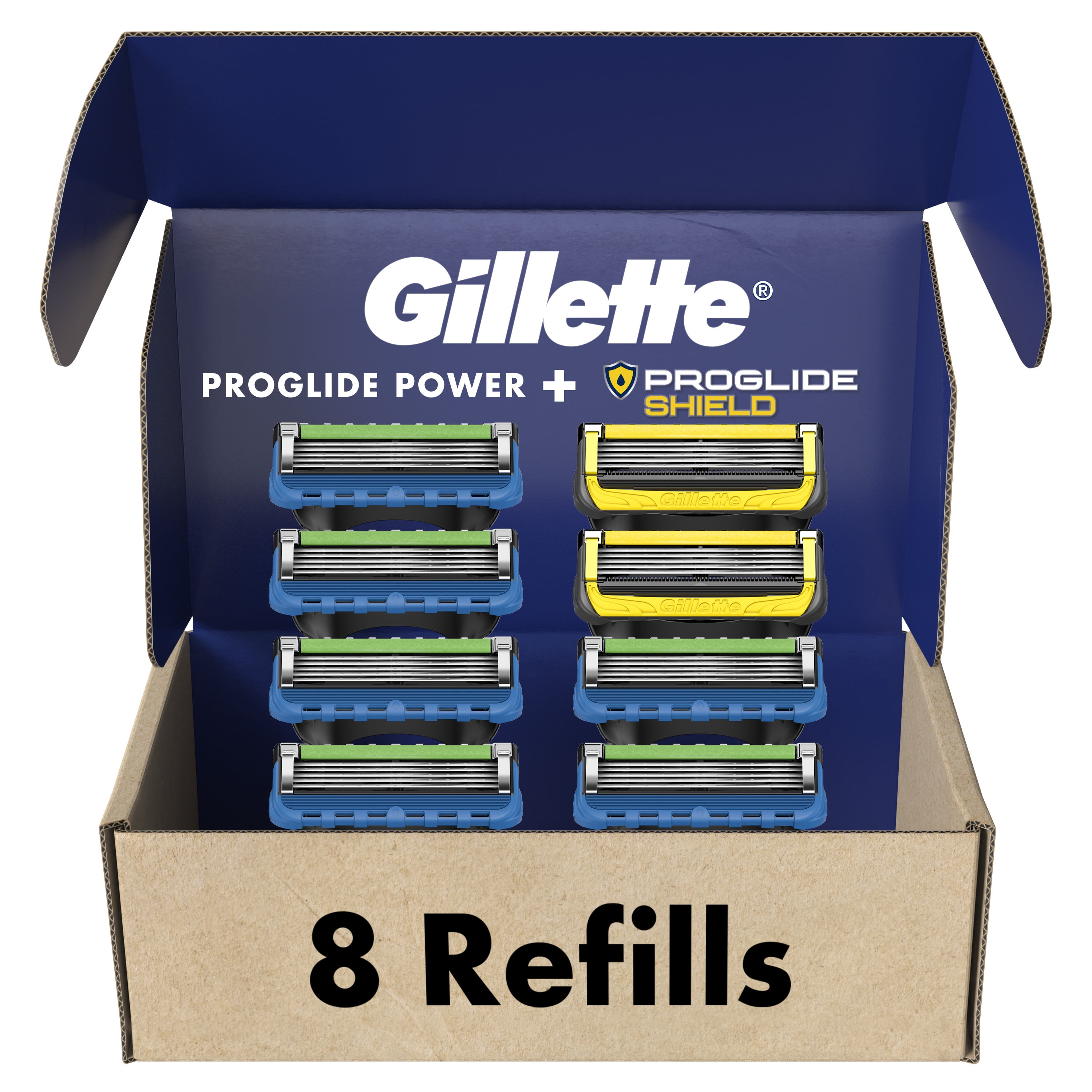 Gillette Men's Razor Blade Refills, 6 Pro-Glide Power & 2 Pro-Glide ...