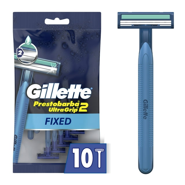 Gillette Prestobarba2 UltraGrip Fixed Men's Disposable Razors, Blue, 10 ...