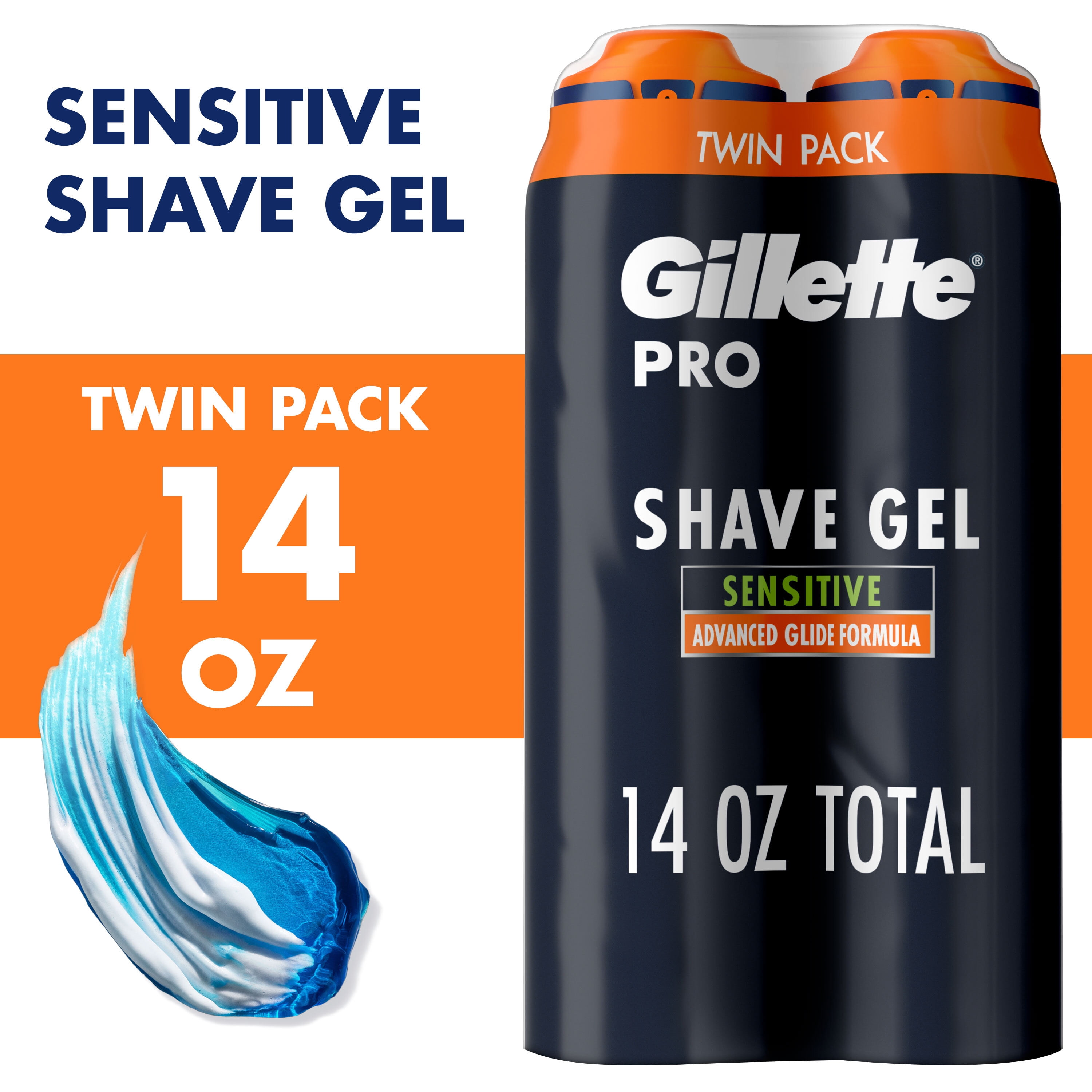 Gillette Pro Shaving Gel for Men, Fragrance Free, Twin Pack, 14 oz ...