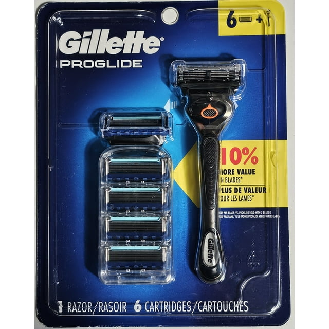 Gillette ProGlide Mens Razor, Includes 1 Handle, 6 Blade Refills ...