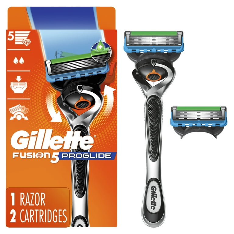 Gillette ProGlide Razor Men 5 Blade Manual Razor 1 Handle and 2 Blade Refills Black